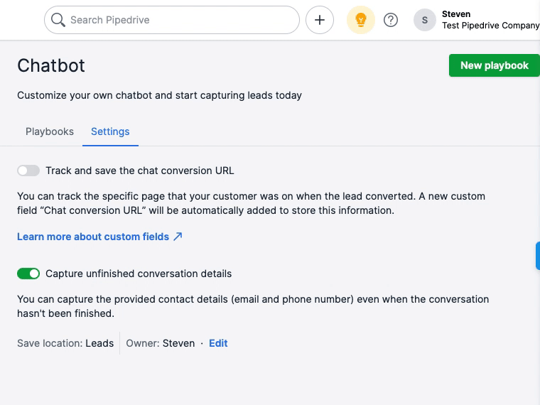 Chatbot settings - Knowledge Base | Pipedrive
